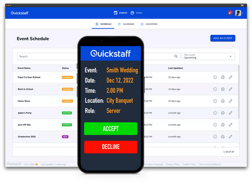 Quickstaff - The Easy Event Staff App for quick staff scheduling