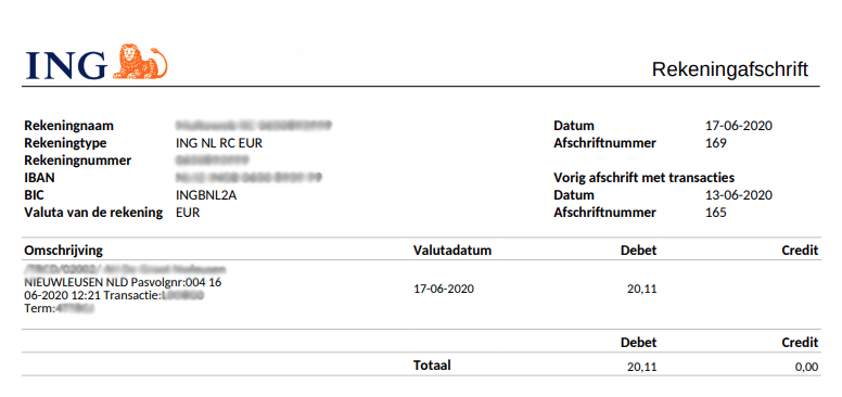 Pintip B.V. op je bankrekeningafschrift - PinTip
