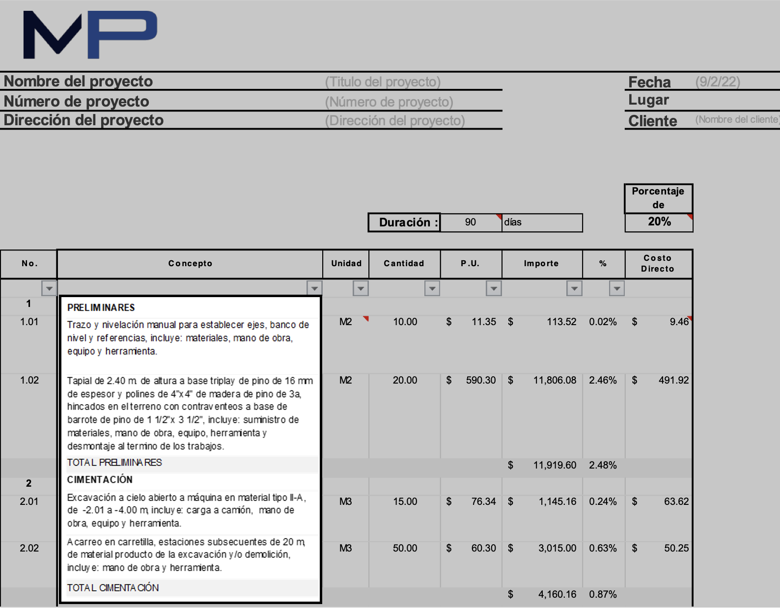 ¿Cómo crear un presupuesto de obra? + Template Gratis