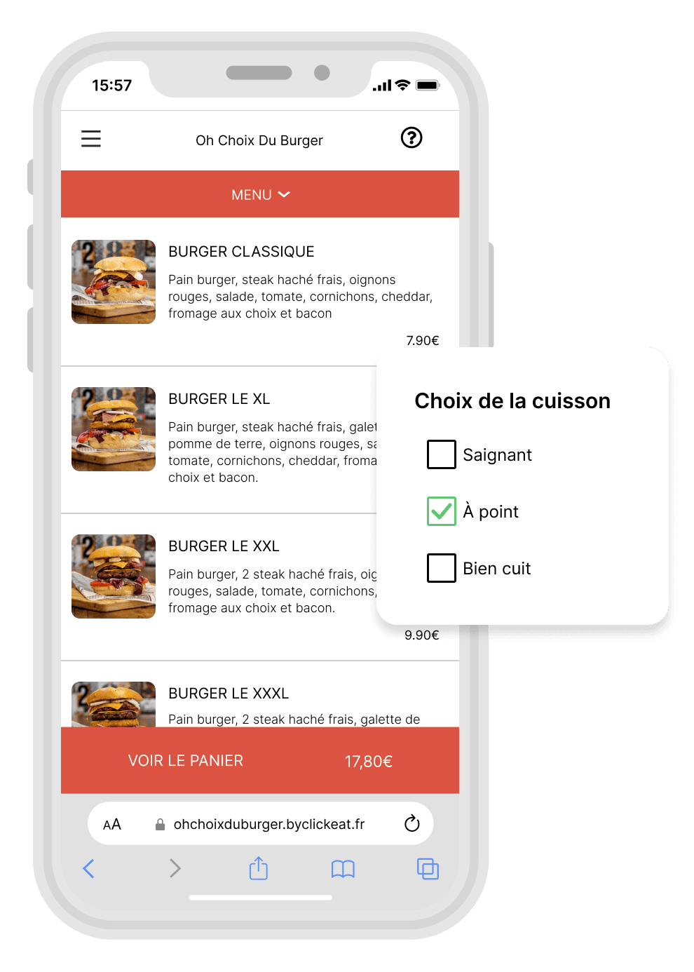 Créez le menu de votre restaurant en ligne | Clickeat