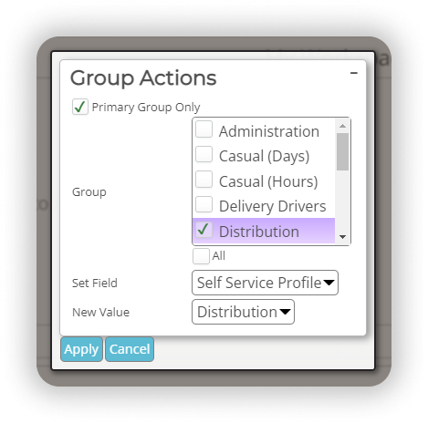 How do I use Group Actions to make changes to Employee Records?