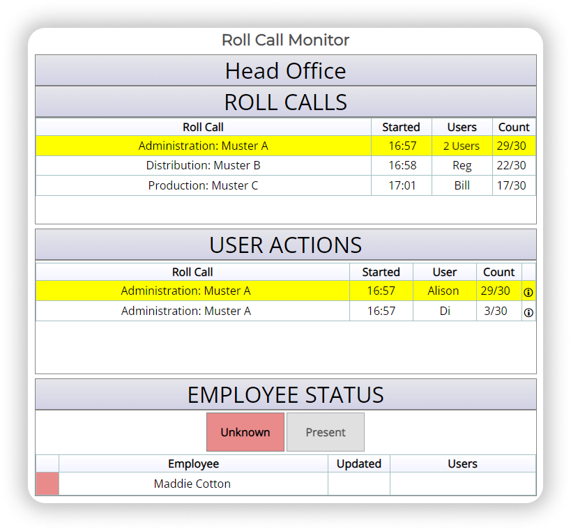 How do I manage a Fire Alarm Roll Call?