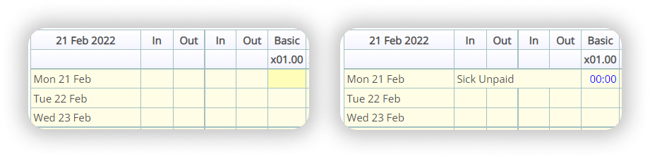 How do I record an absence due to sickness?
