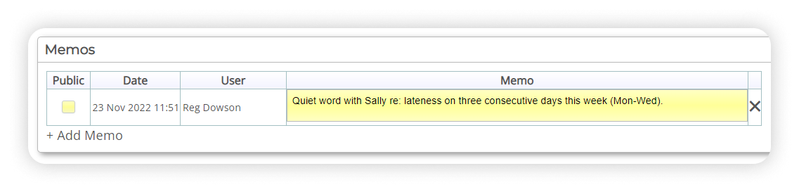 How do I record notes on an Employee record?