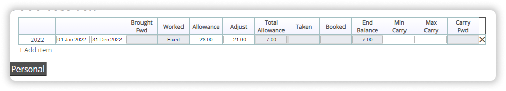 How do I set a new starter's holiday balance?