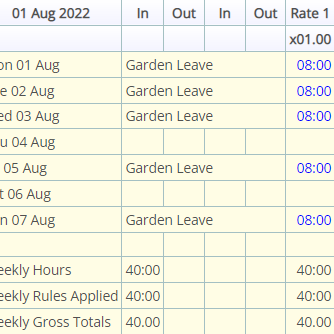 How do I record a non-working notice period (Garden Leave)?