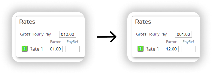 How do I assign different pay values to Rates?