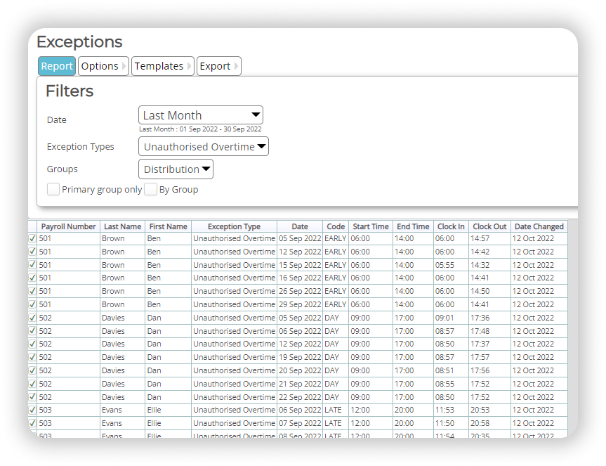 How do I use the Exceptions Report?