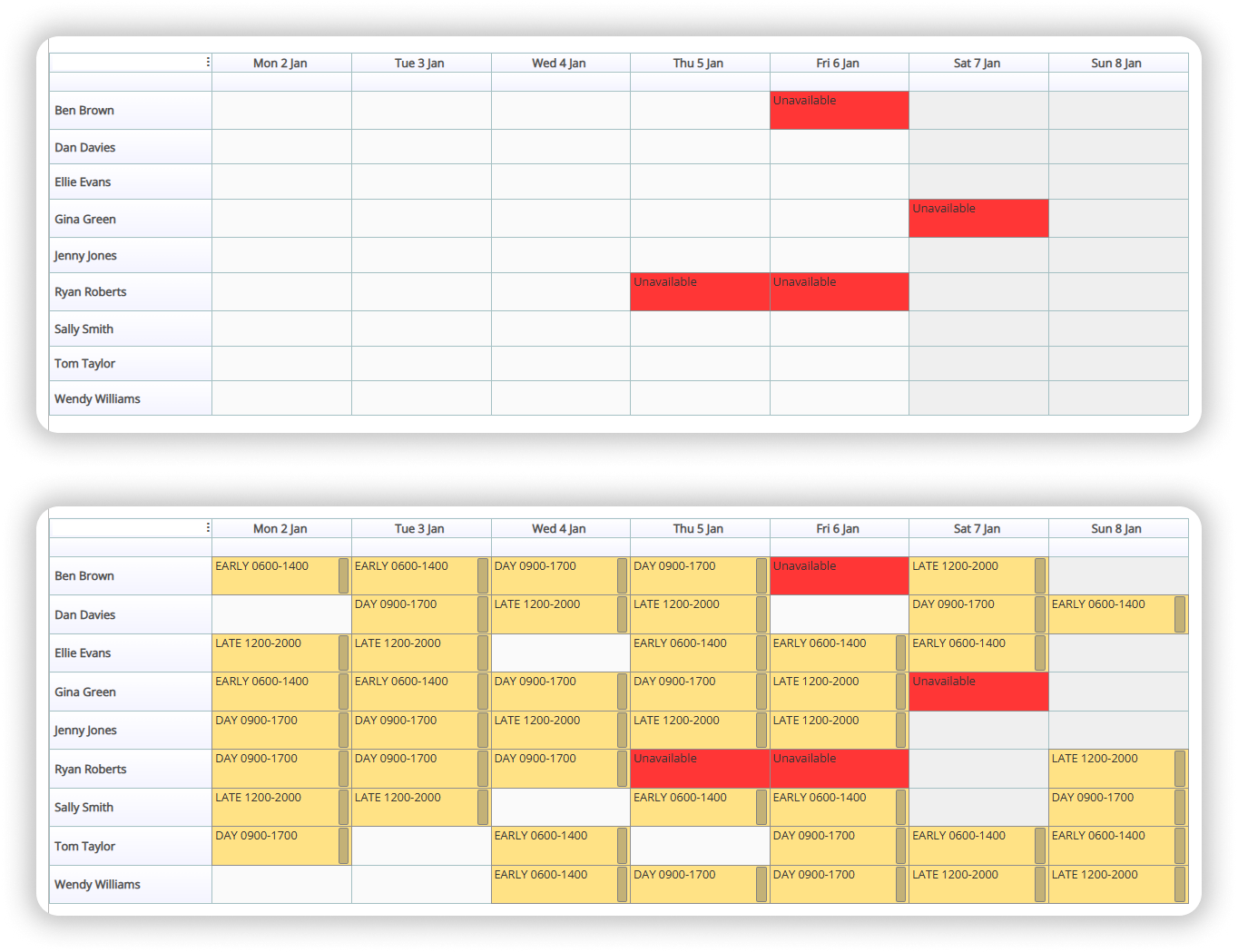 How do my team let me know if they are unavailable to work?