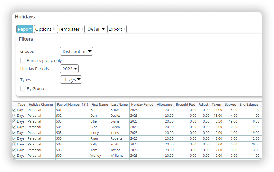 How do I keep track of my team’s holiday entitlement?