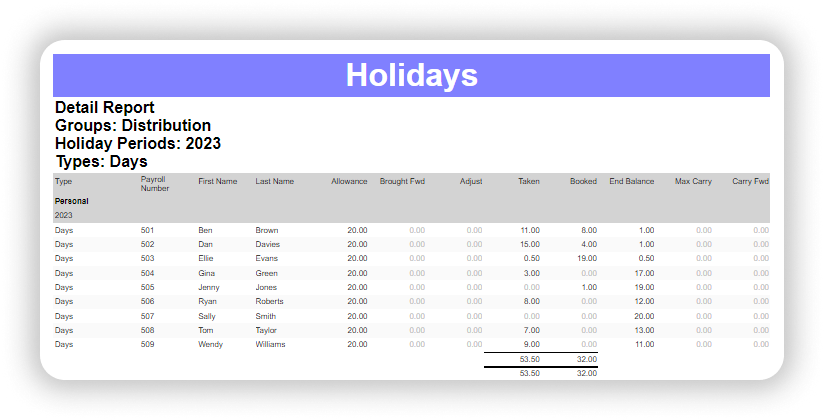 How do I keep track of my team’s holiday entitlement?
