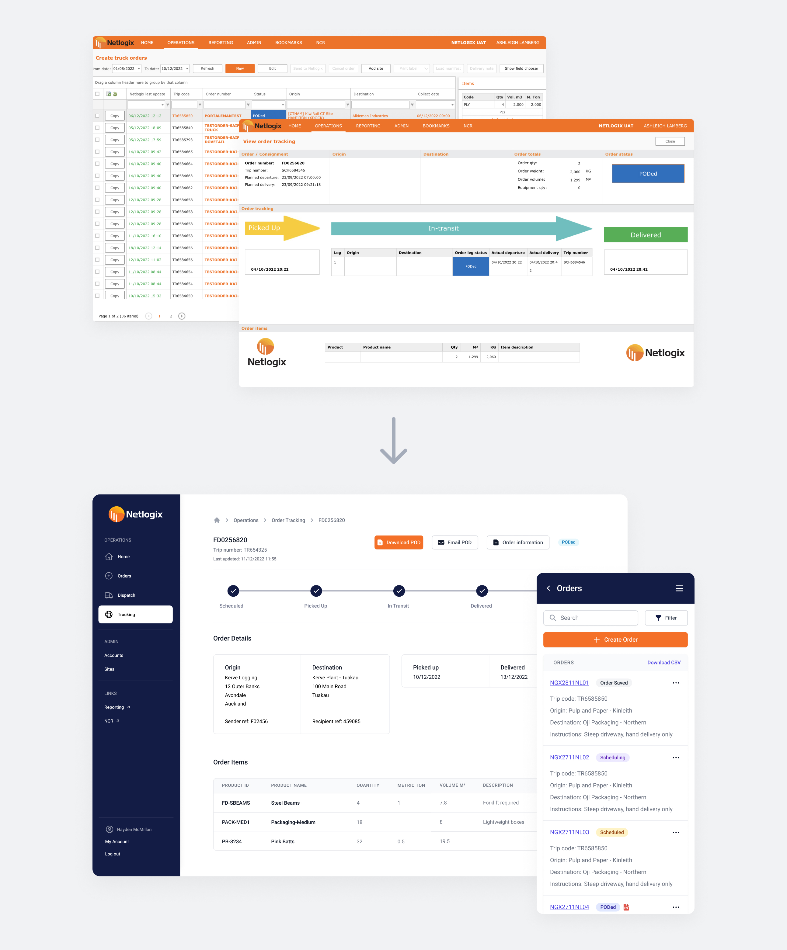 Netlogix Shipper Portal · Bryn Taylor · UI/UX exploration Responsive design