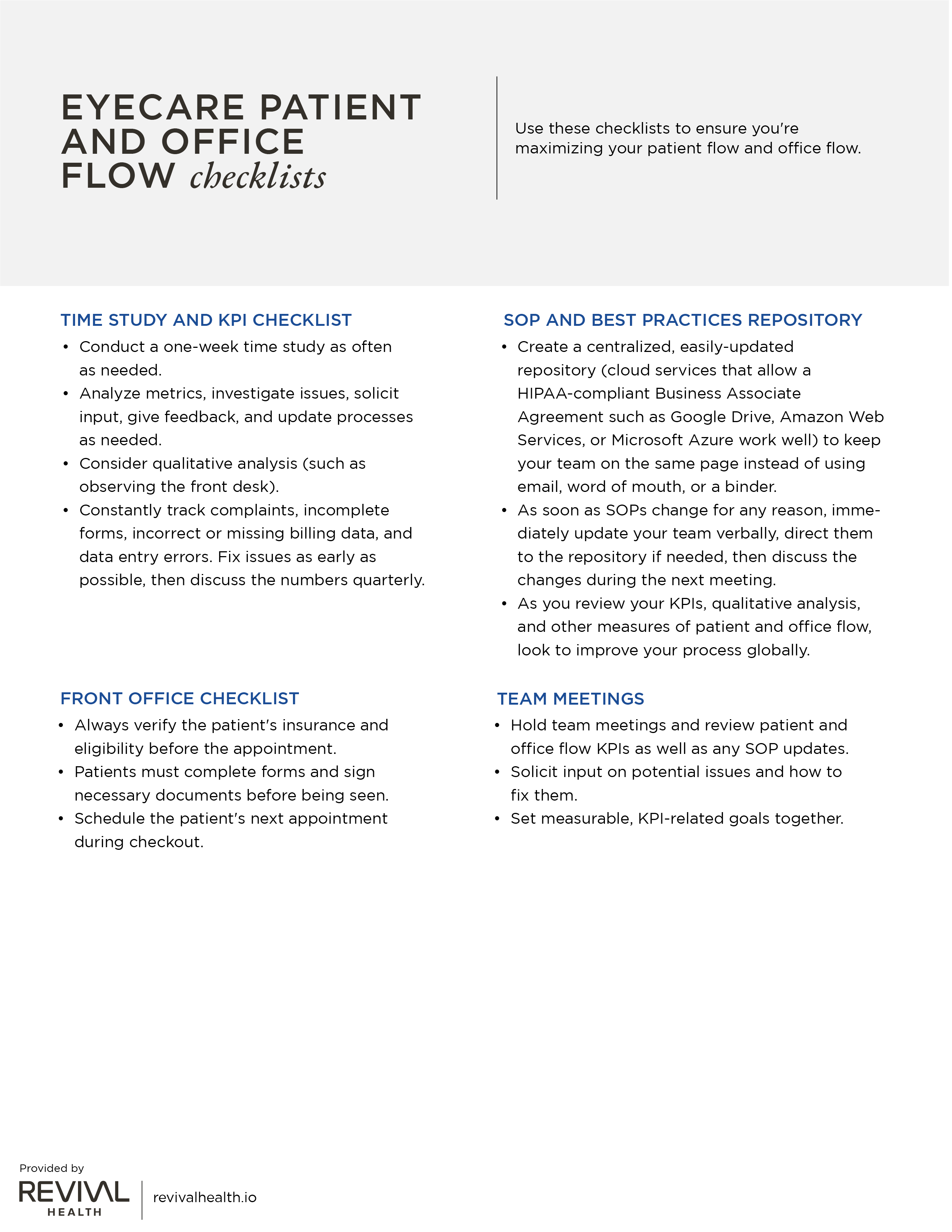 Eyecare Office Patient Flow: A Guide to Measure & Maximize It | Revival ...