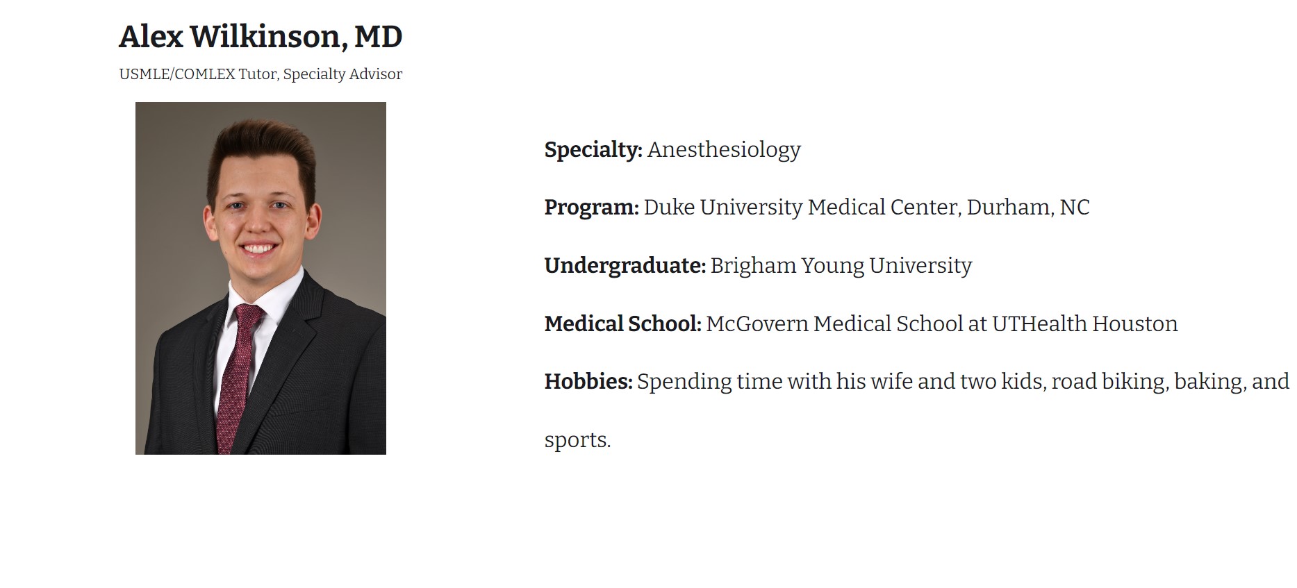 Alex Wilkinson - USMLE Tutor | Specialty Advisor