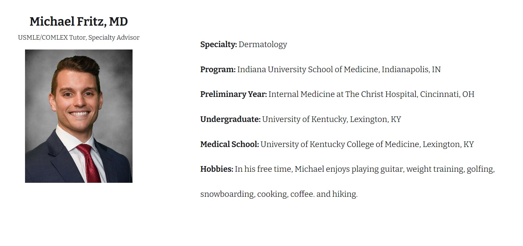 Michael Fritz - USMLE Tutor | Specialty Advisor