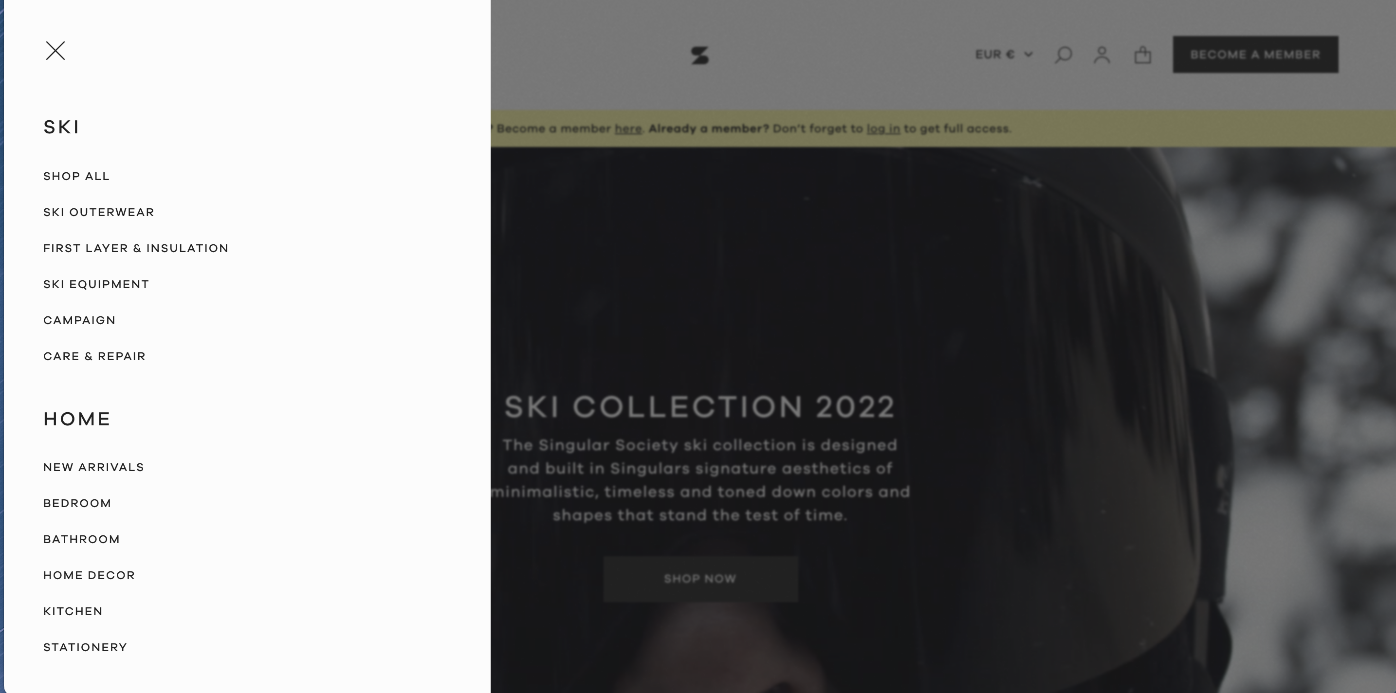 One of 100s of Shopify examples: Singular Society Menu