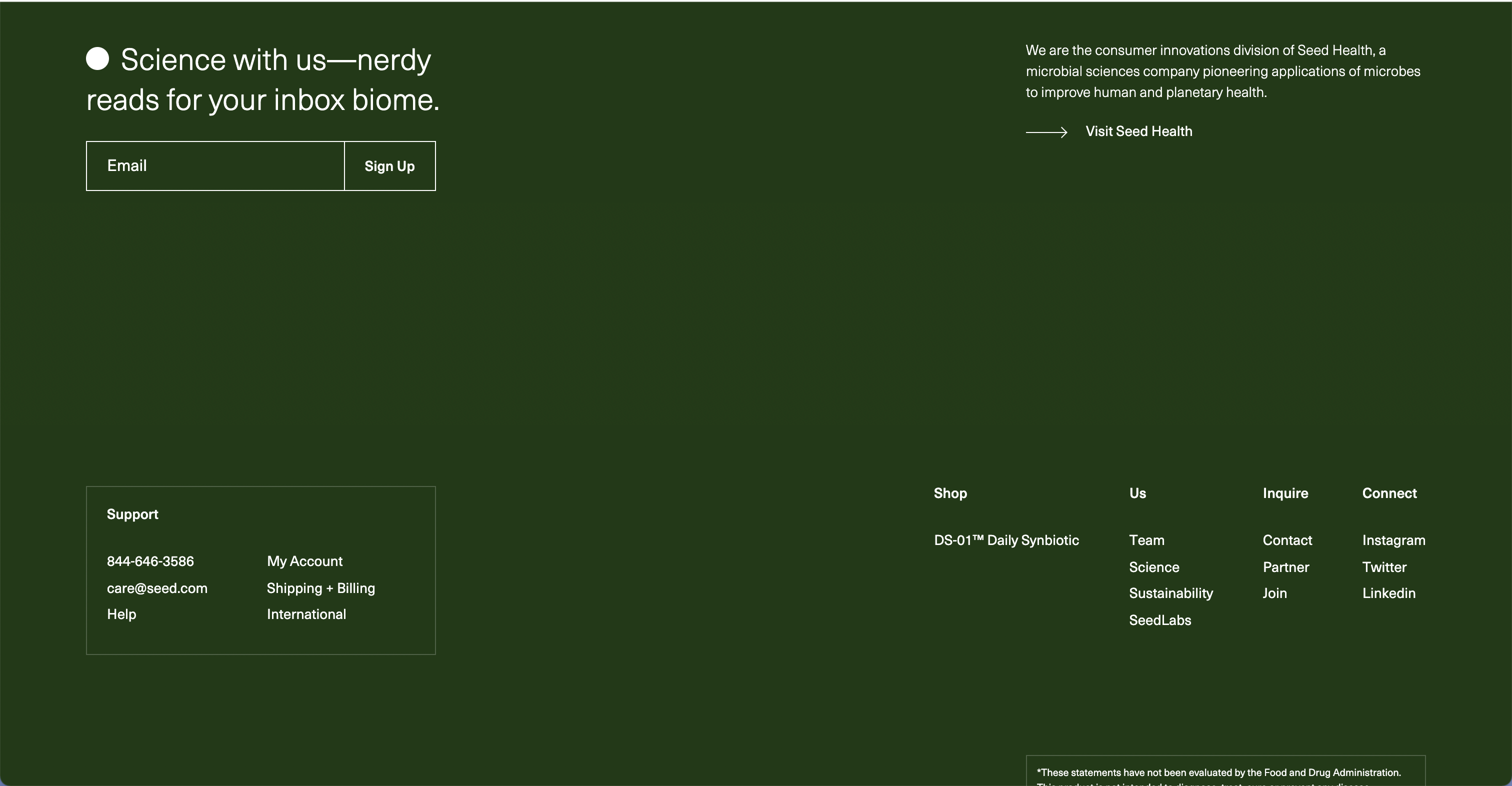 One of 100s of Shopify examples: Seed Footer