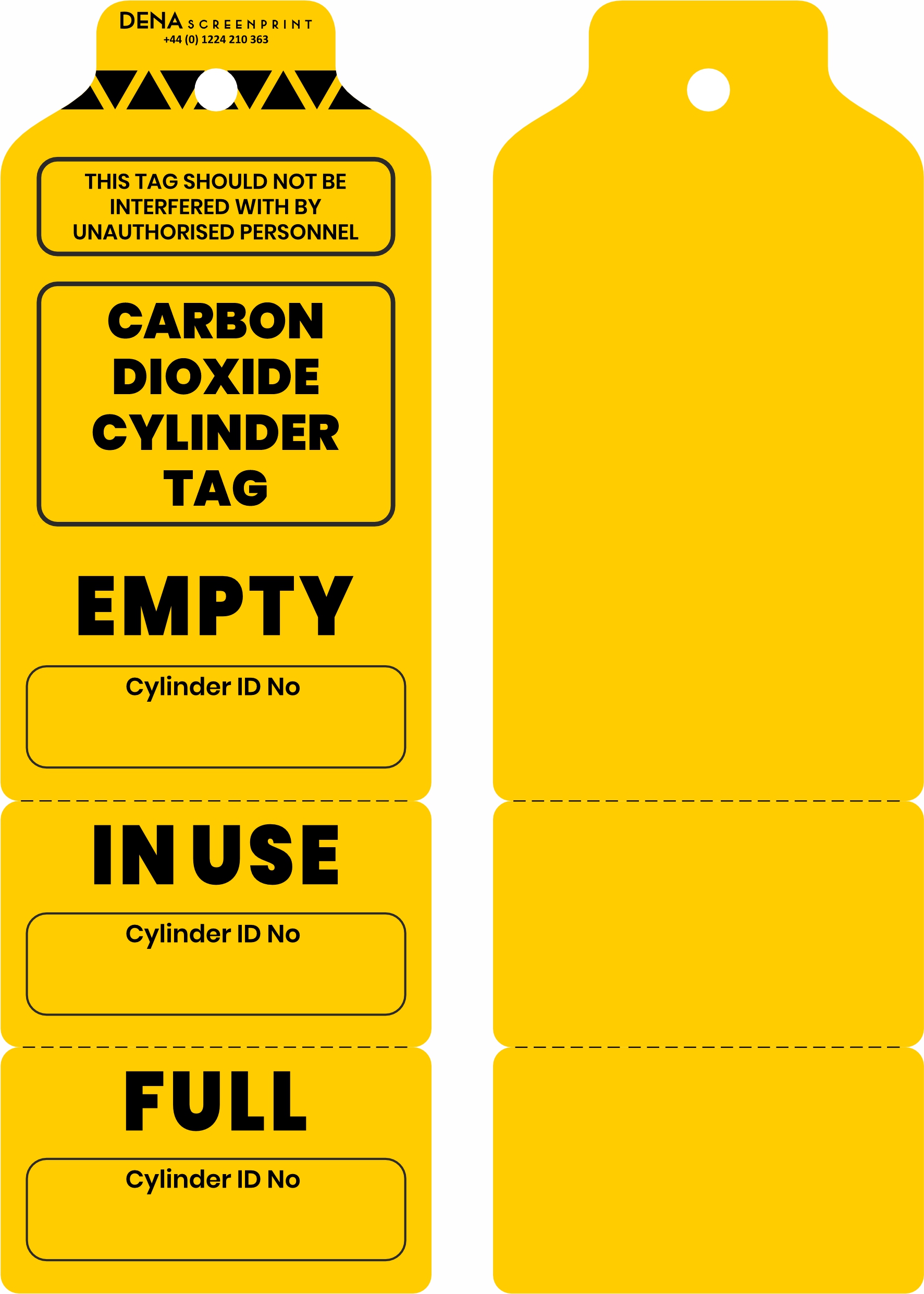 Carbon Dioxide Cylinder Tag | Dena Screenprint Aberdeen | Quality Tags ...