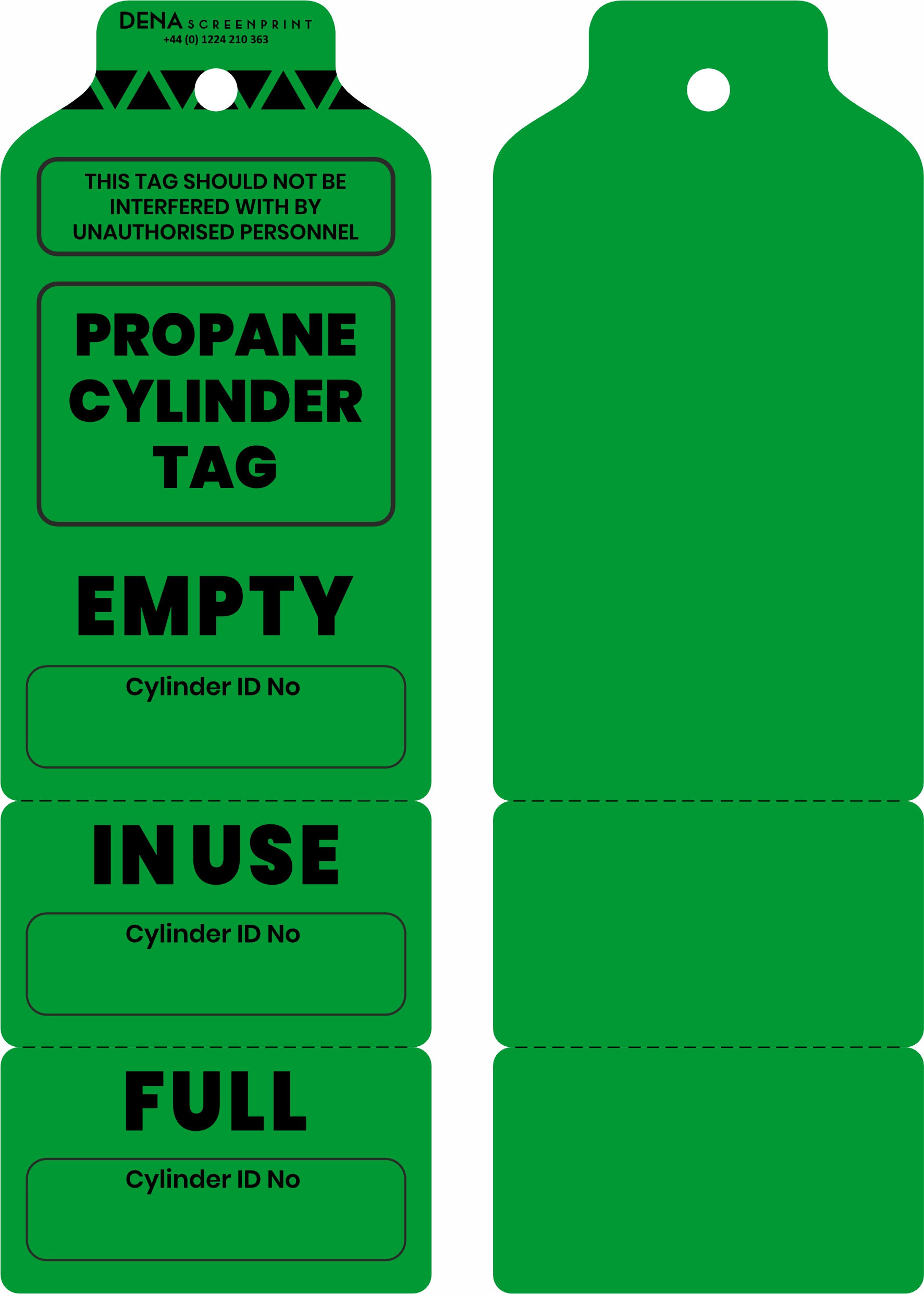 Propane Cylinder Tag | Dena Screenprint Aberdeen | Quality Tags - Stickers