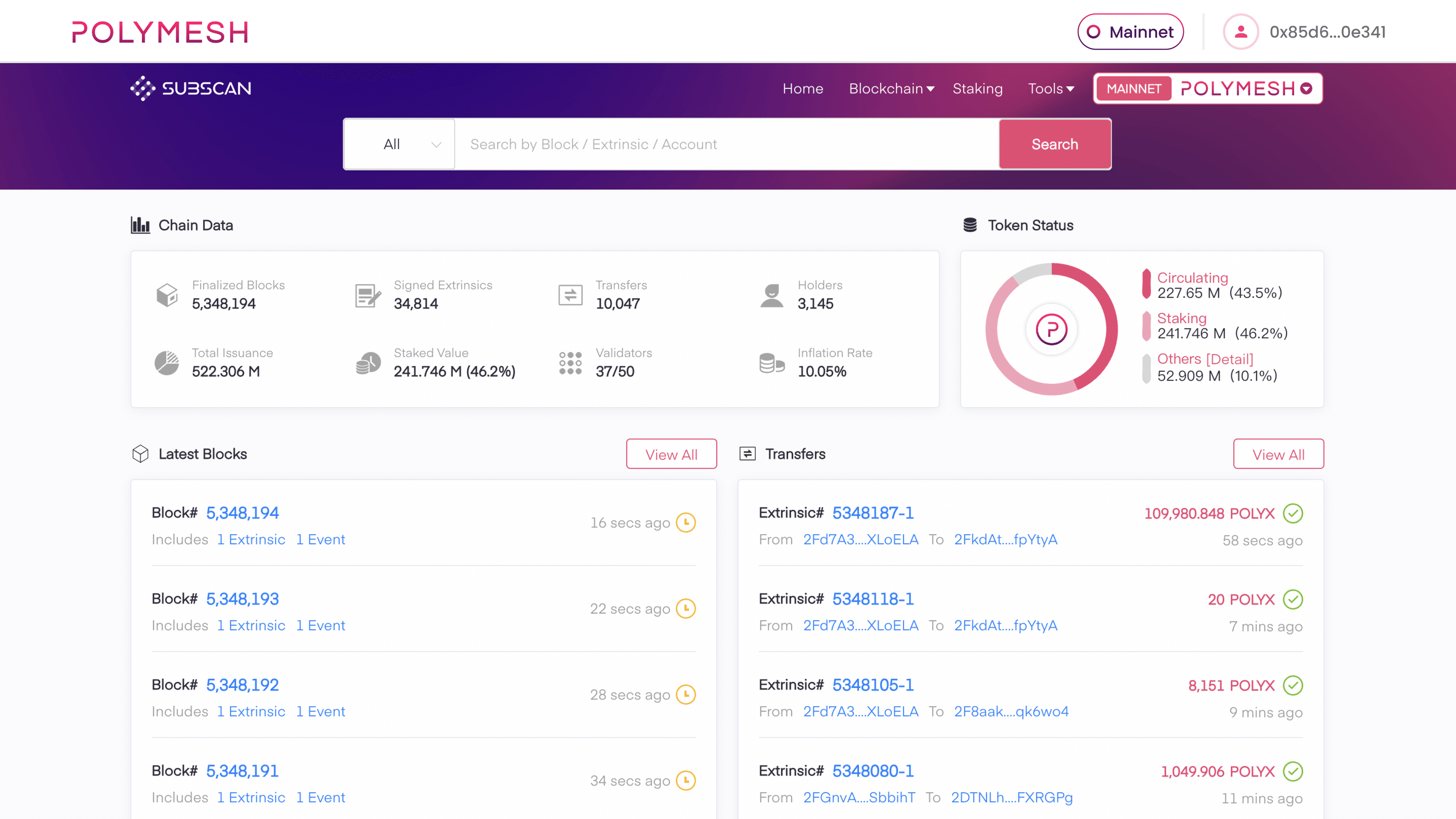 Polymesh launches new block explorer with Subscan