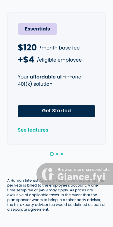 Human Interest | Pricing Pages on Glance