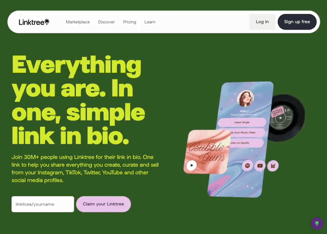Linktree | Landing Page Inspiration on Glance