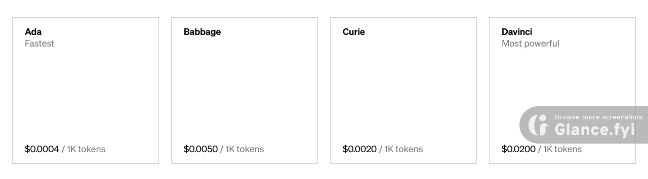 OpenAI | Pricing Pages on Glance