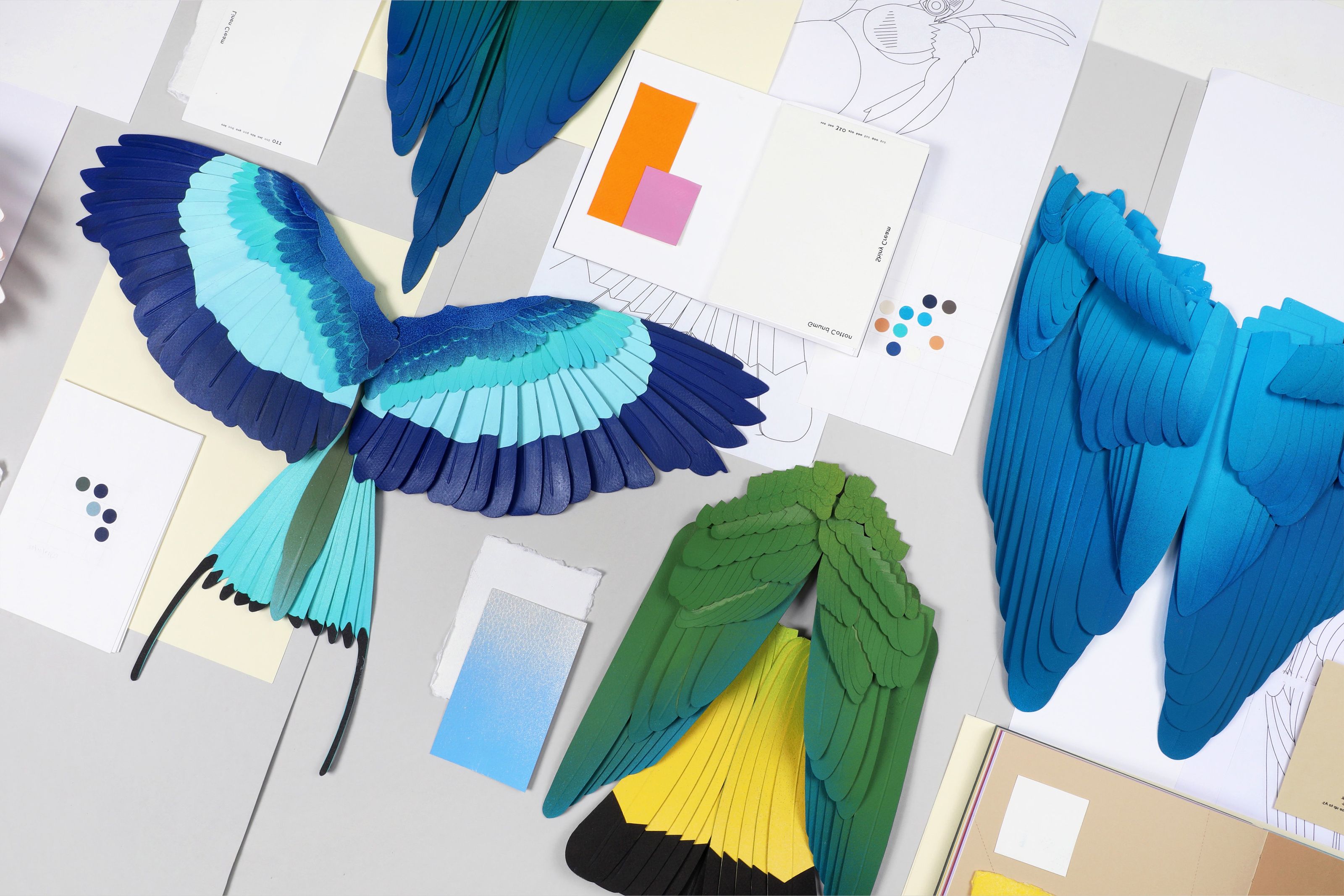 5 bird sculptures for an installation.