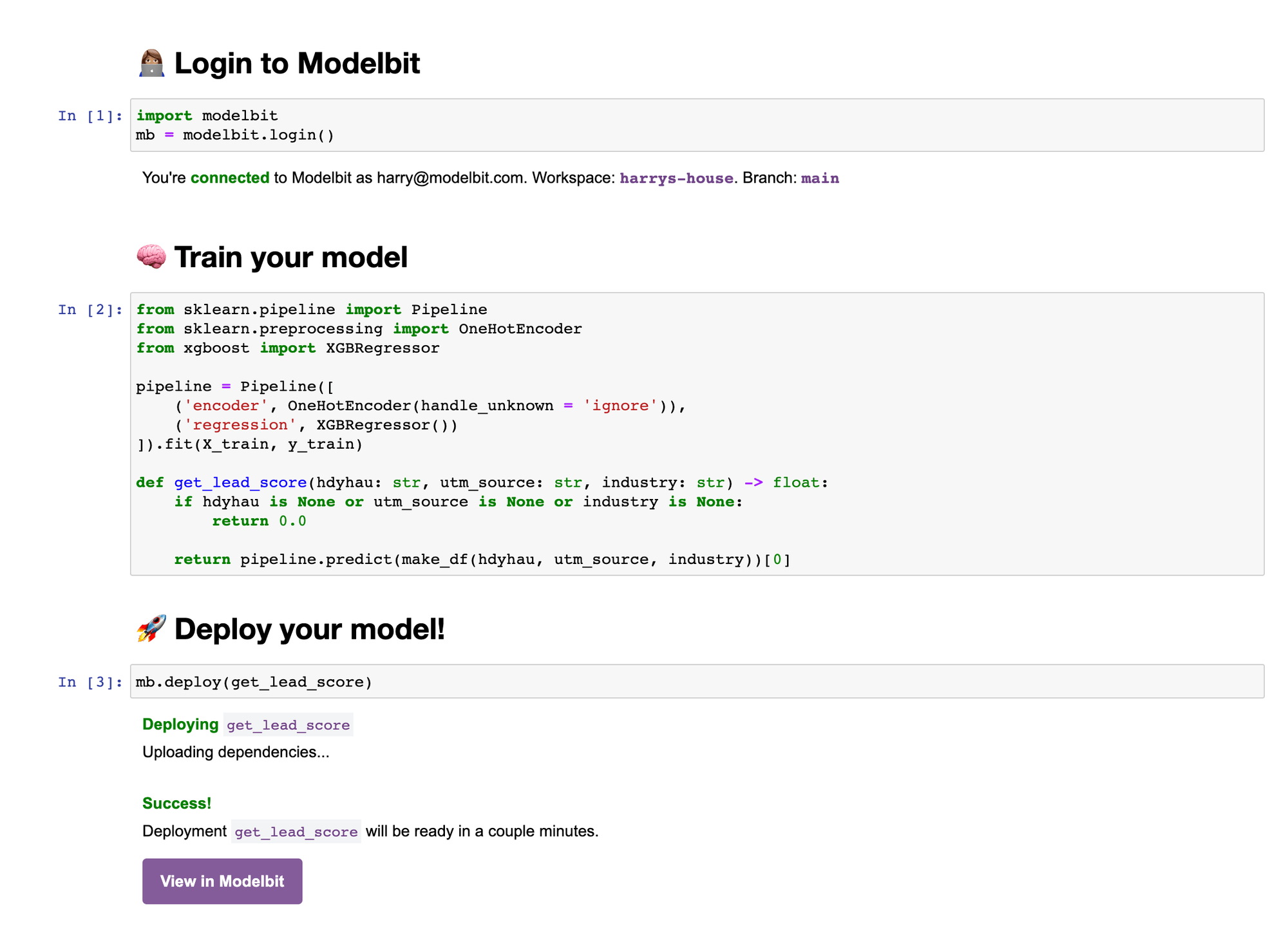 Modelbit Fast Ml Model Deployment For Data Scientists