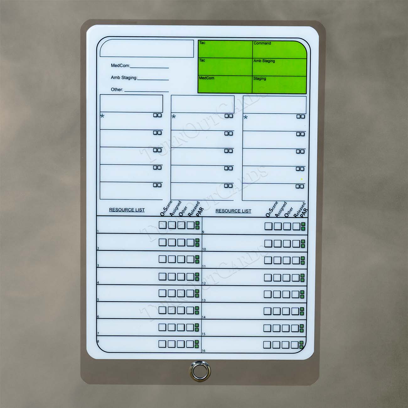 Mass Casualty Turnout Card