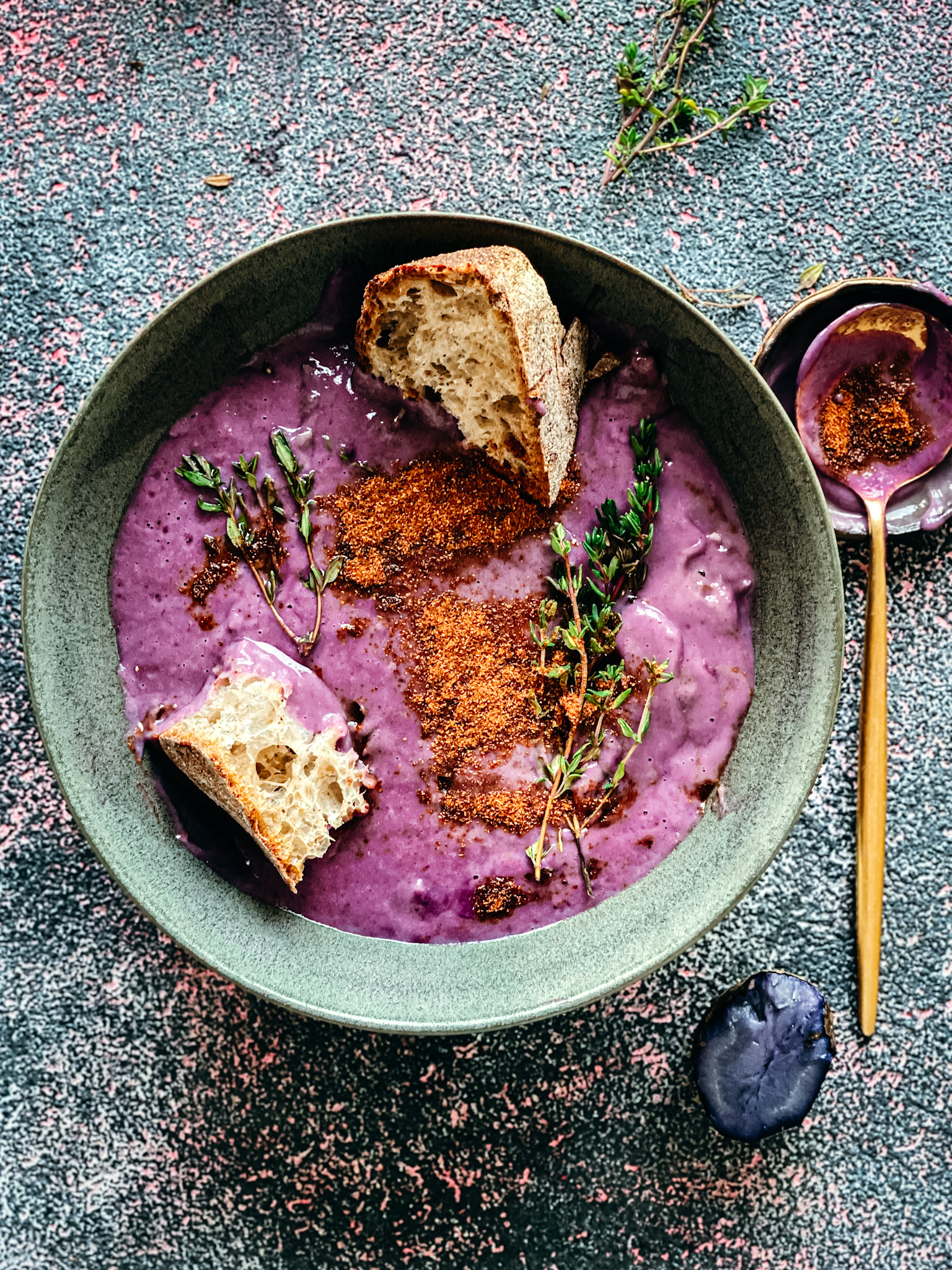 Purple Potato Puree with Miso and Cayenne