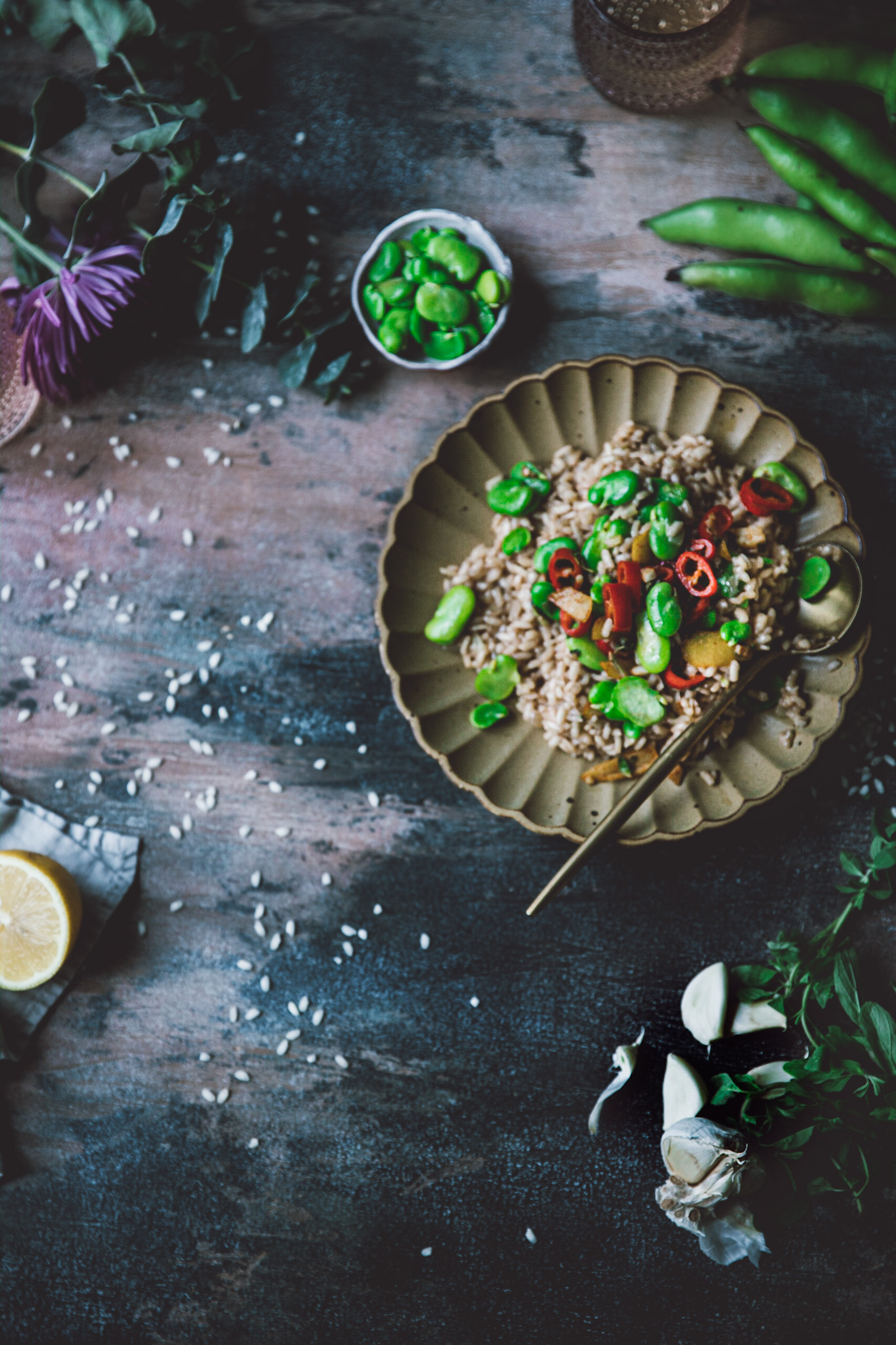 Creamy Fava Bean Risotto with Lemon-Cayenne Oil
