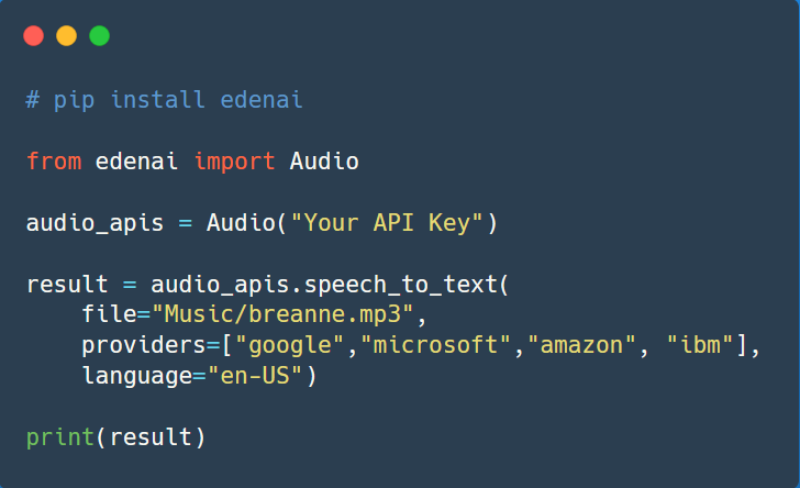 TOP 10 Speech-to-Text API | Eden AI