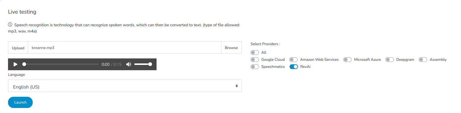Using Rev AI with Eden AI platform