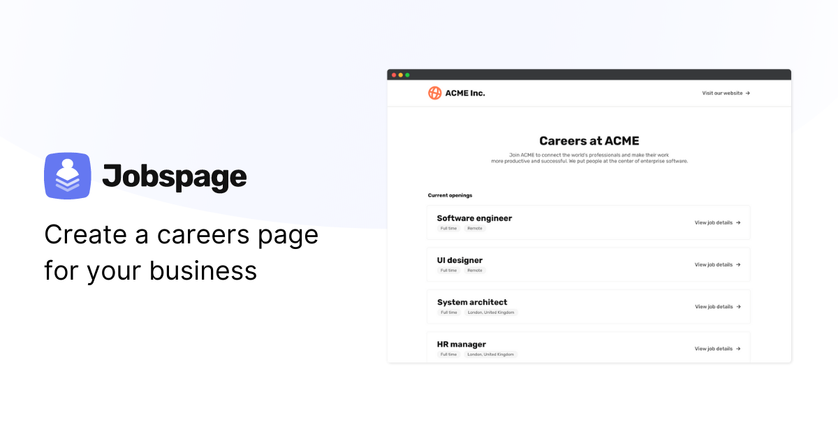 Jobspage - Careers Page Builder and Applicant Tracking System