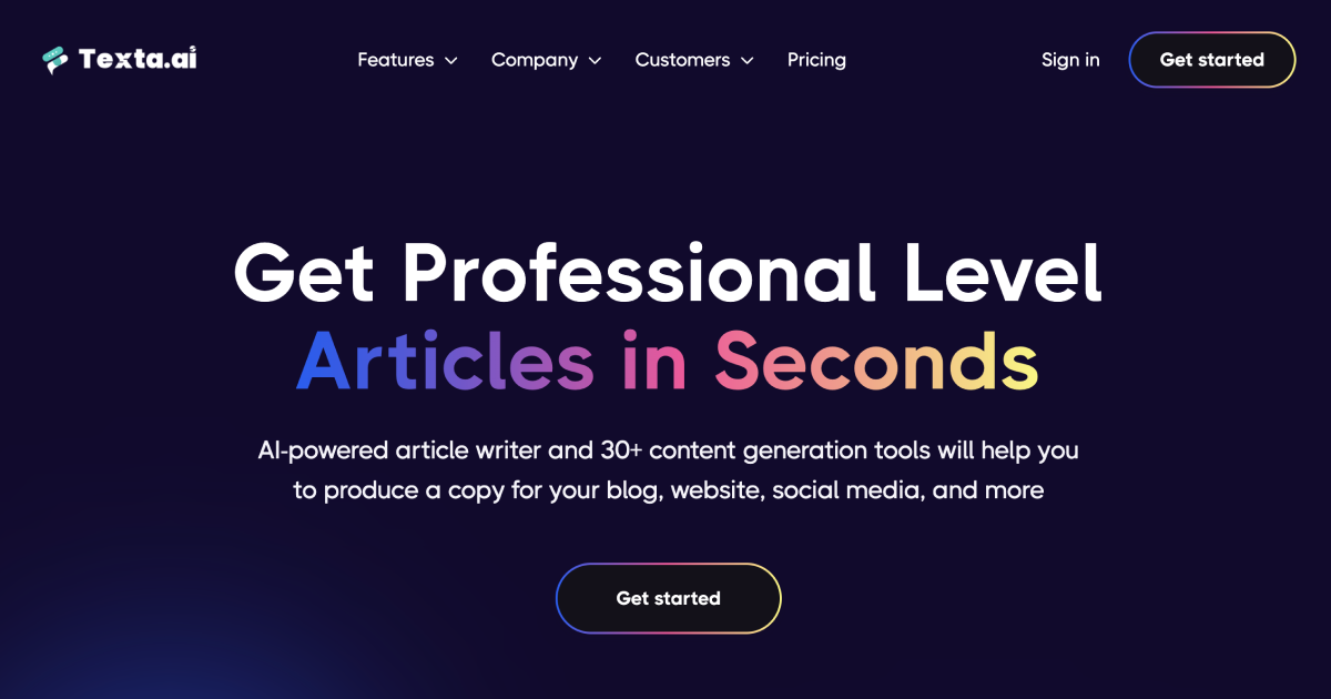 Texta.ai - AI copywriting software. Write blog articles in Seconds