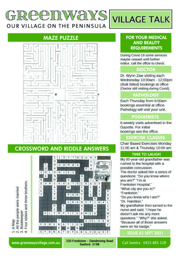 Village Talk – Spring 2021 – Greenways Retirement Village