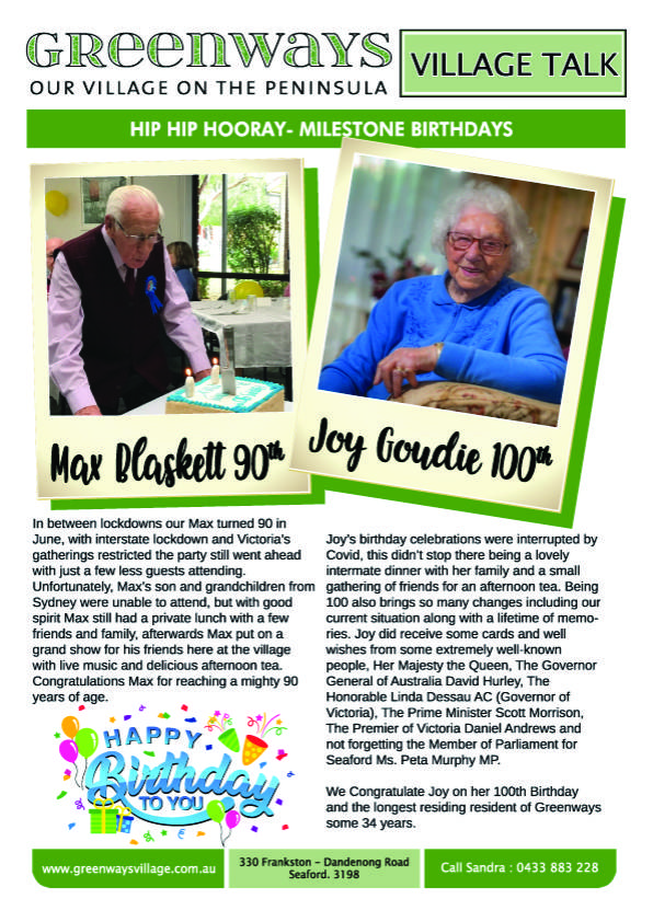 Village Talk – Spring 2021 – Greenways Retirement Village