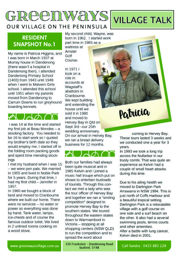 Village Talk – Spring 2021 – Greenways Retirement Village