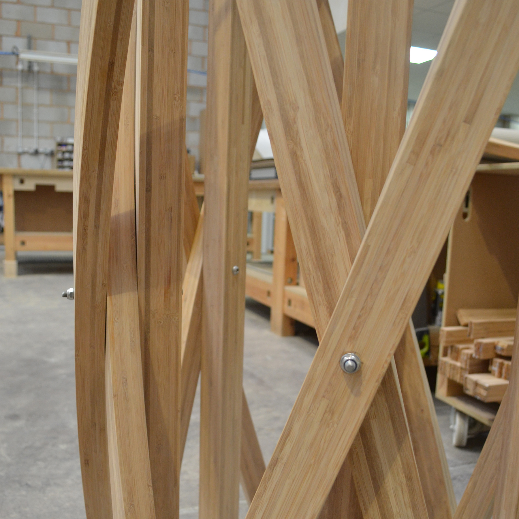 Xylotek - glue laminated bamboo gridshell Gridshell R&D - London Zoo