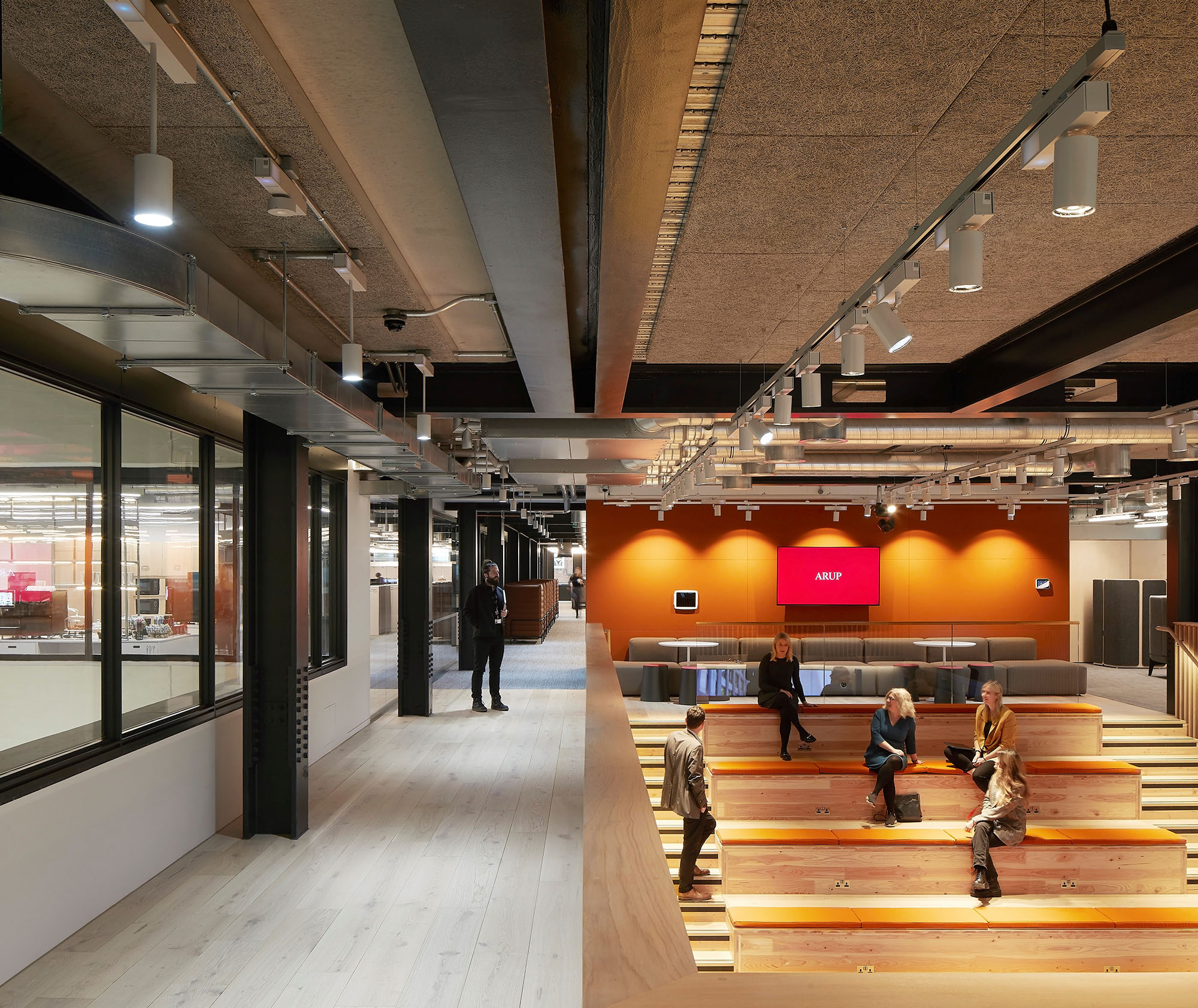 Xylotek - douglas fir CLT Auditorium Stairs - Arup London