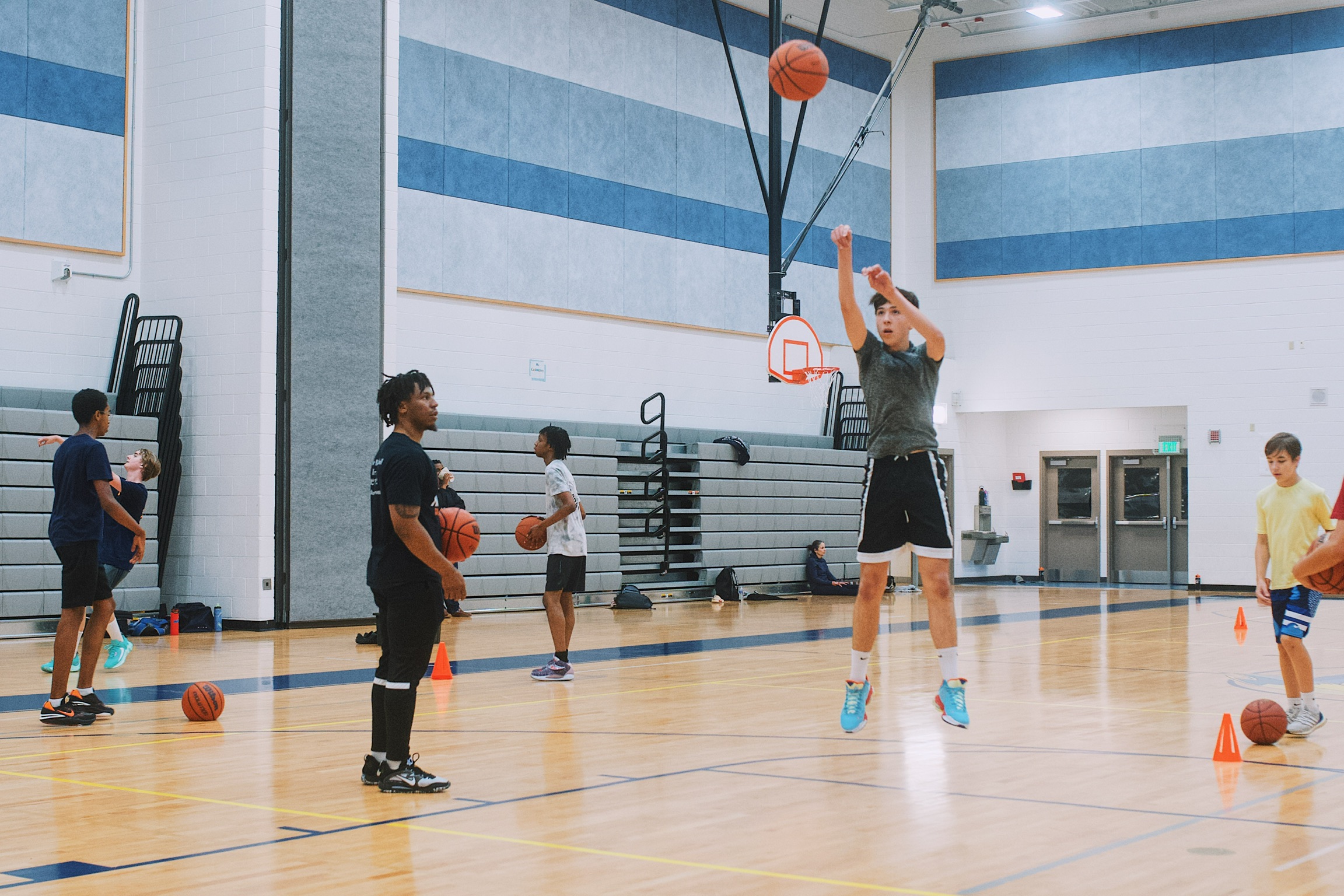 Kids Playing Basketball In Gym
