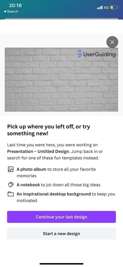 Canva’s returning user modal is engaging and educating ...