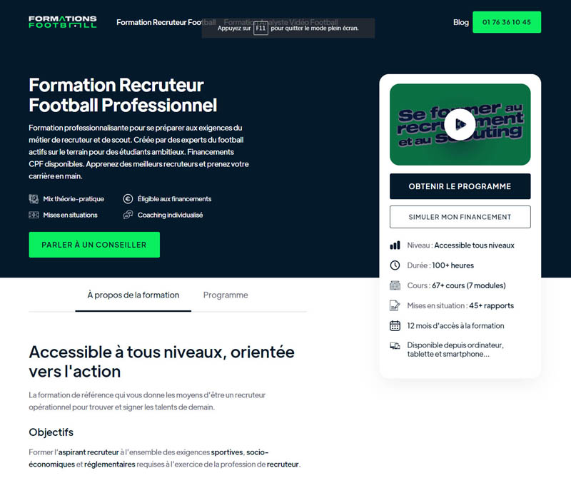 Formation pour devenir recruteur professionnel | Formations Football