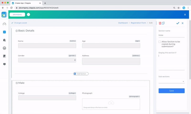 Sections - Basic, Conditional, Copyable
