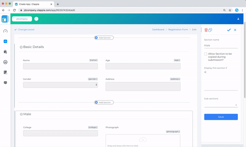 Sections - Basic, Conditional, Copyable