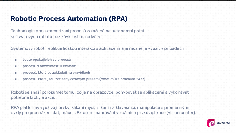 NČ: Robotická automatizace procesů | eppTec