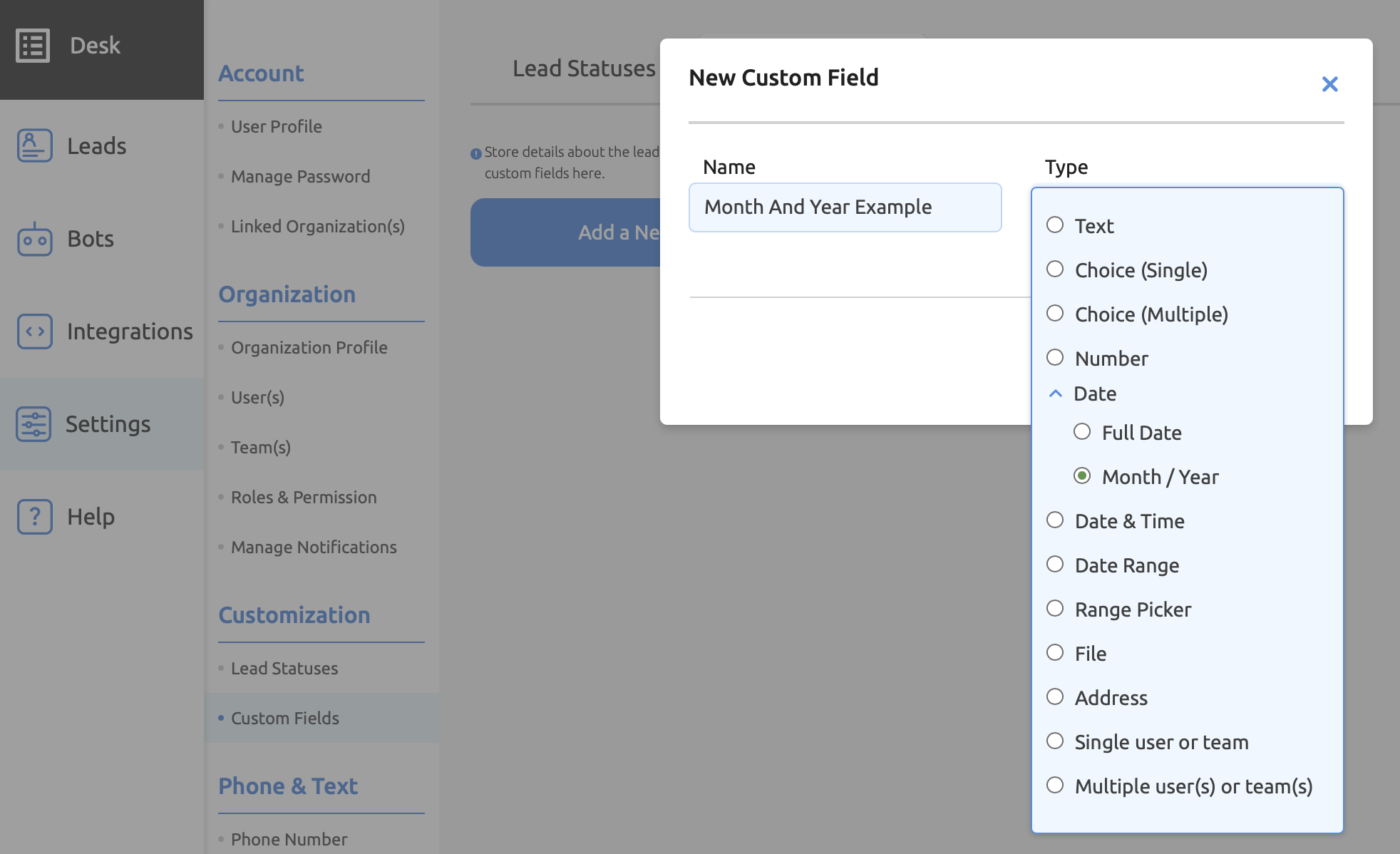 Custom Field Types | Intaker Help Center