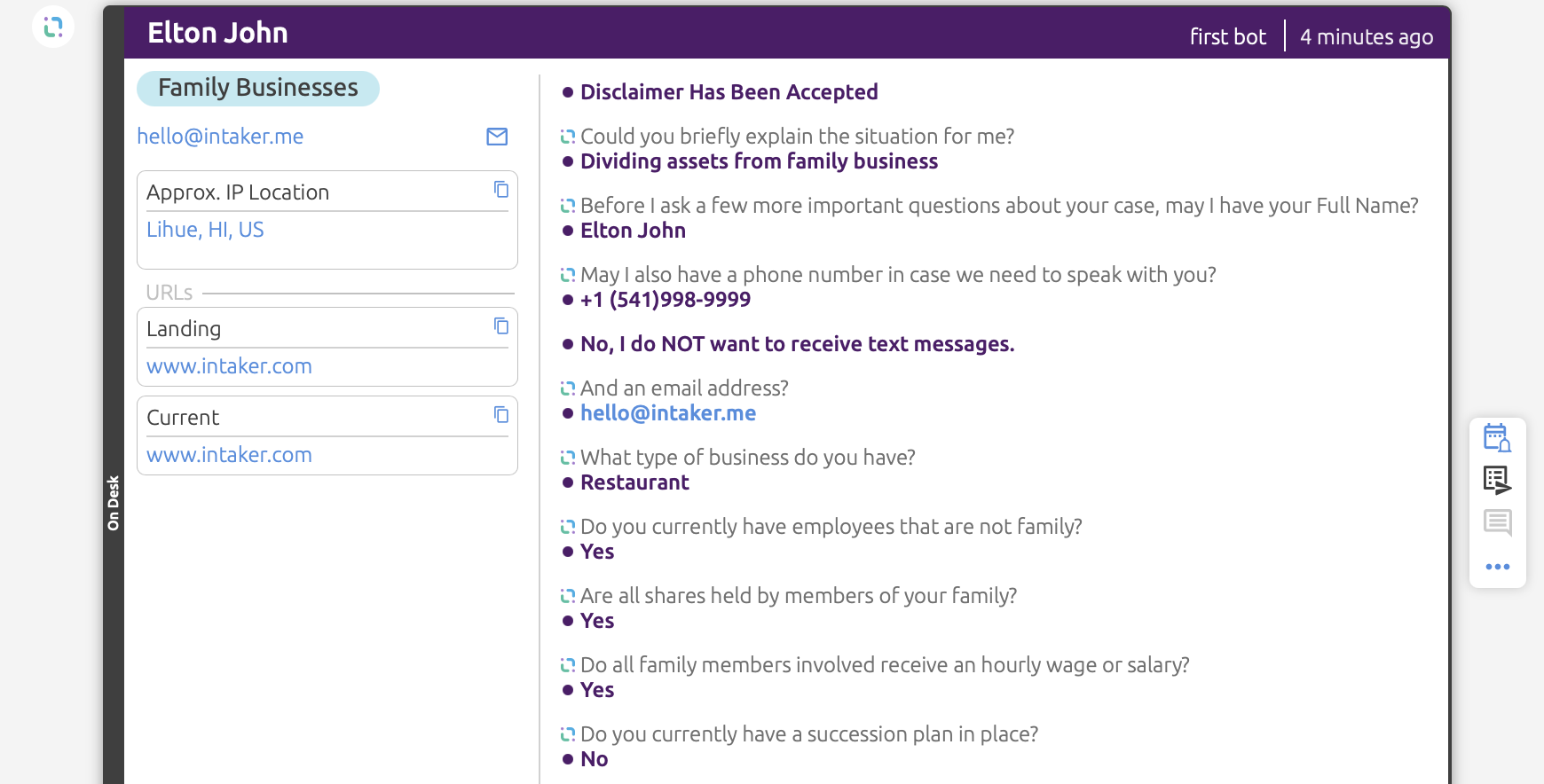 Chat Activity | Intaker Help Center