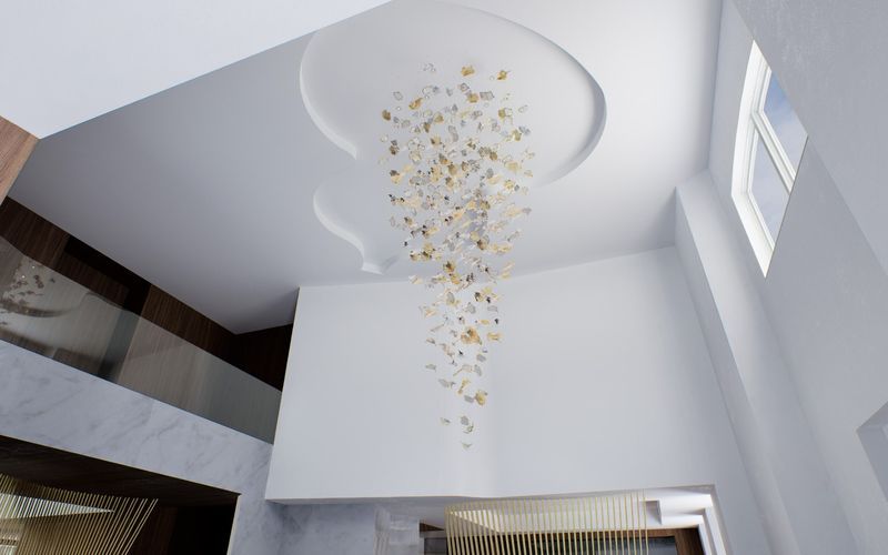 Glass foyer chandelier | Blown design
